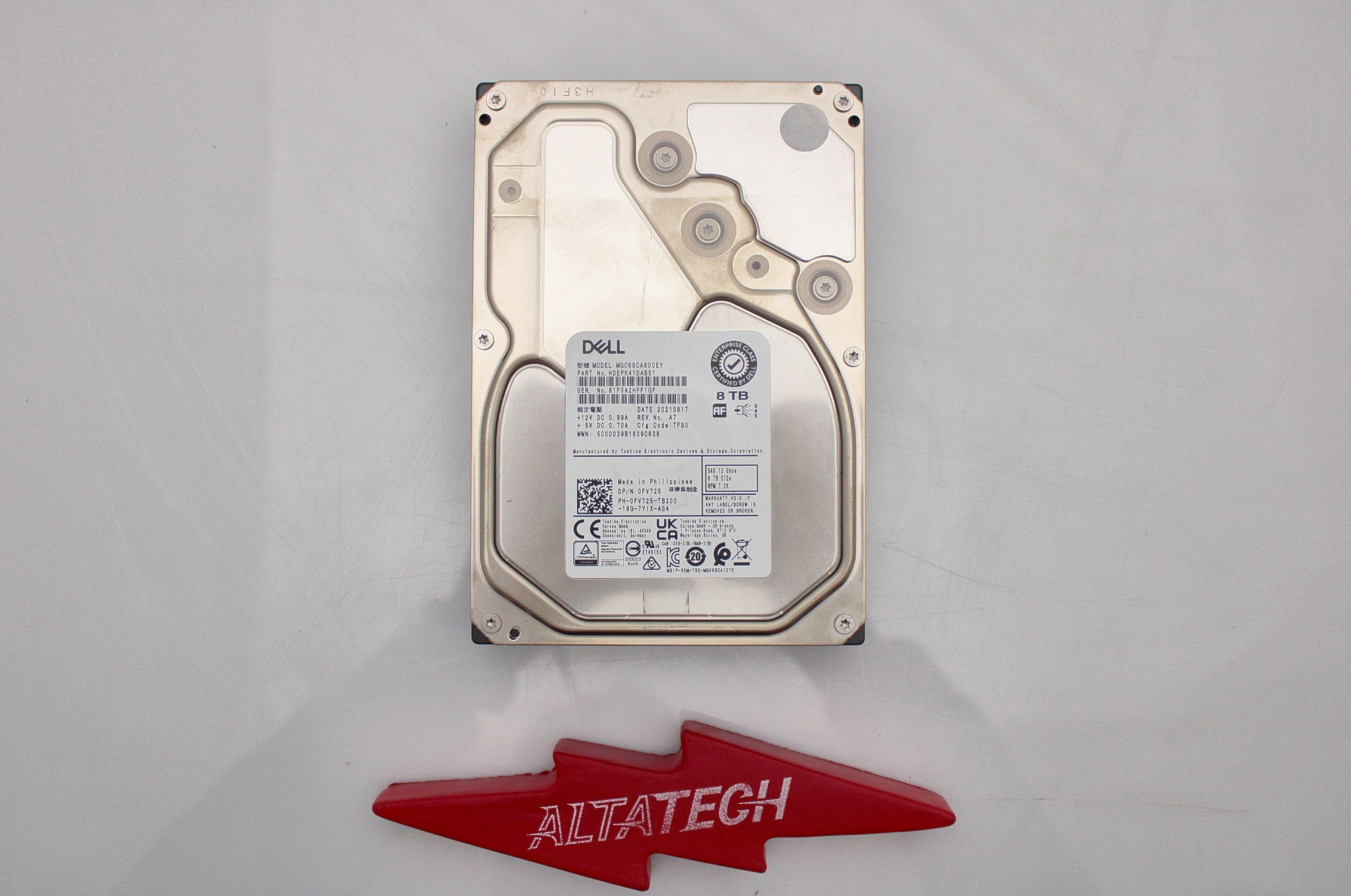 Dell FV725 8TB 7.2K SAS 3.5 12G MG06SCA800EY / HDEPK41DAB51