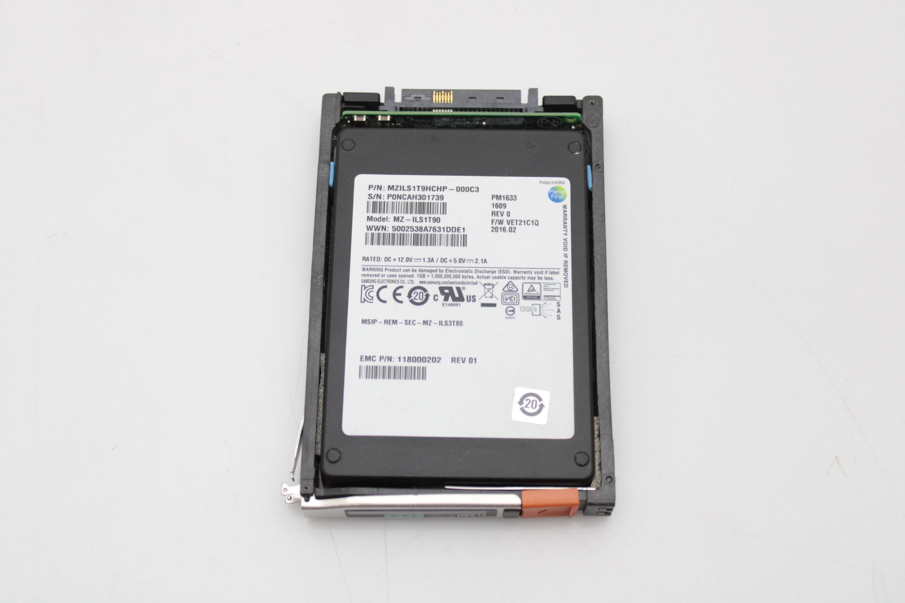 EMC 005052159 1.6TB SSD SAS SED 2.5 12G HDD VNX5200 Solid St