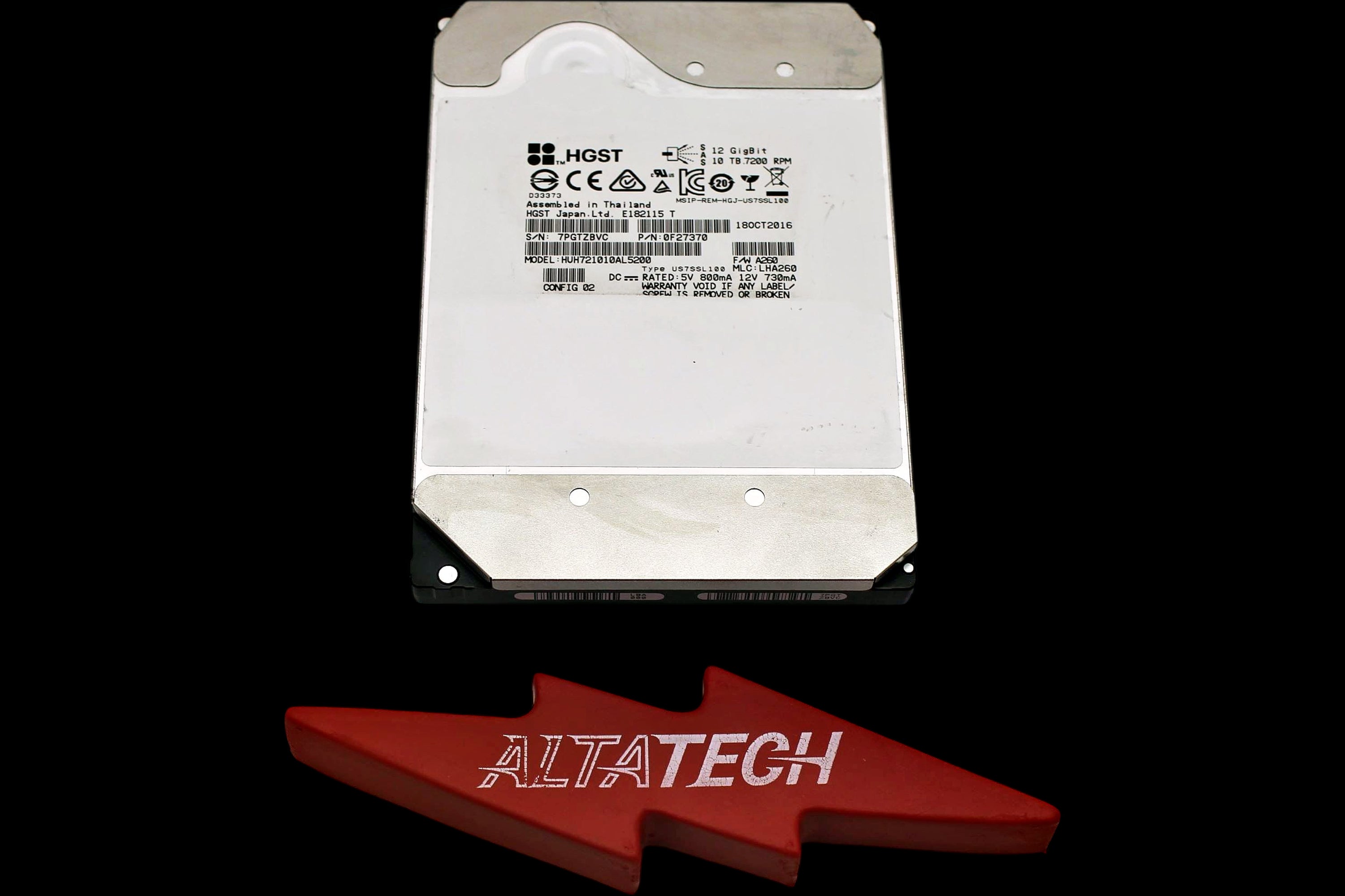 HGST HUH721010AL5200 Hard Drive, 10TB 7200rpm 12G SAS 3.5" HDD | Alta Technologies