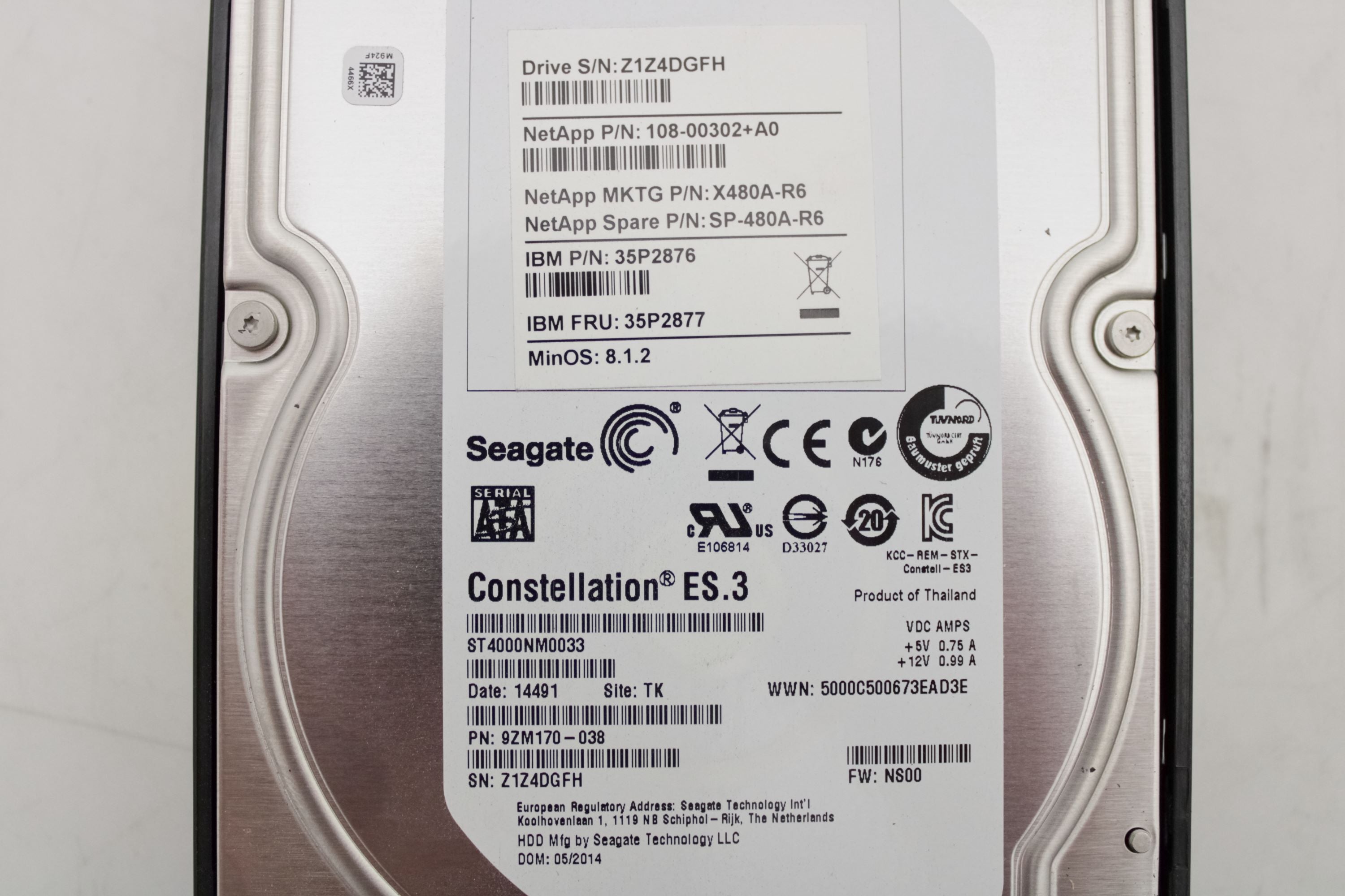 NetApp X480A-R6 8TB (2X4TB) 3.5" SATA 7.2K HDD